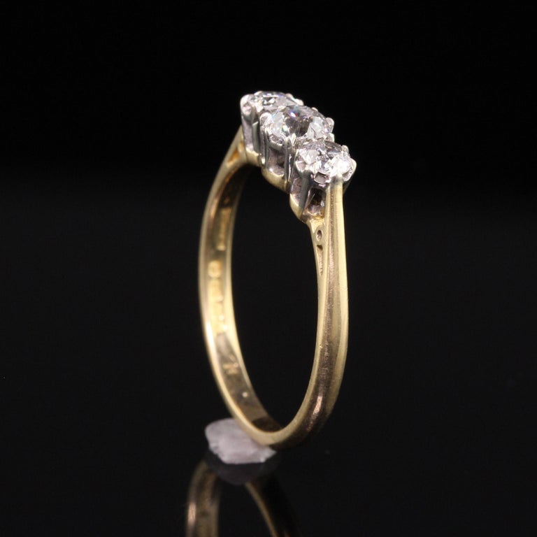 Antique Victorian English 18k Yellow Gold Old European Diamond Three ...