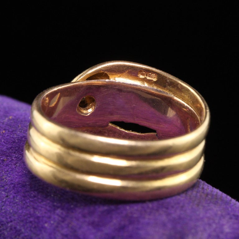 Antique Victorian English 18k Yellow Gold Old Mine Diamond Wide Snake ...