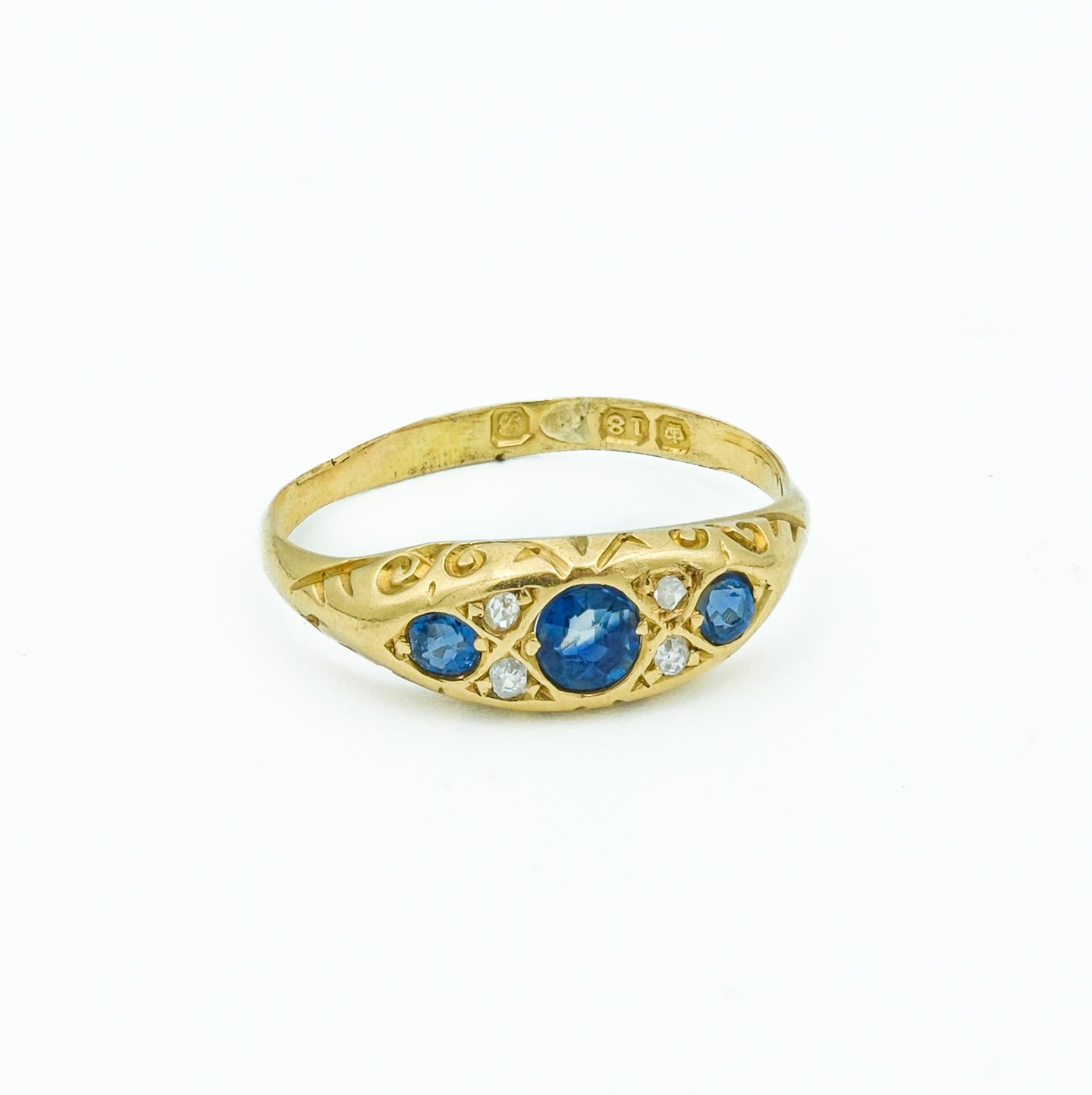 Antique Victorian English Birmingham 18k Yellow Gold Sapphire and ...