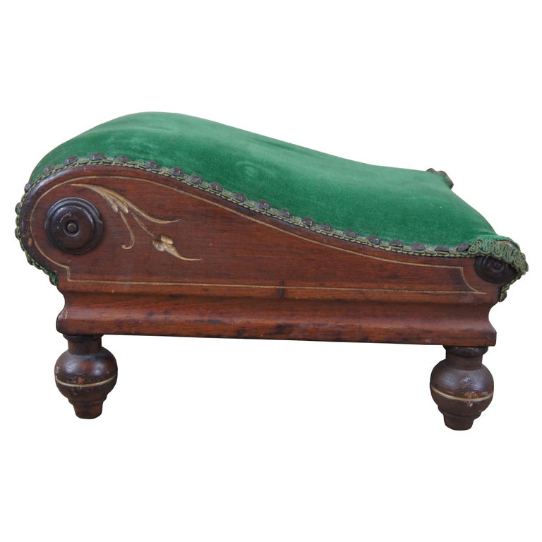 Antique Victorian English Mahogany Sloped Footstool Stool Rest Pouf ...