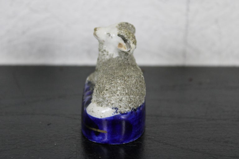 Antique Victorian English Staffordshire Confetti Porcelain Seated Ram ...