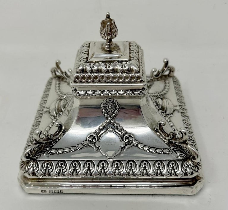 Antique Victorian English Sterling Silver Ink Desk Inkstand Set ...