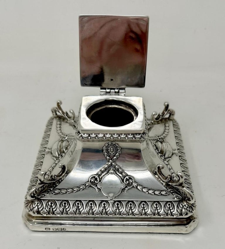 Antique Victorian English Sterling Silver Ink Desk Inkstand Set ...