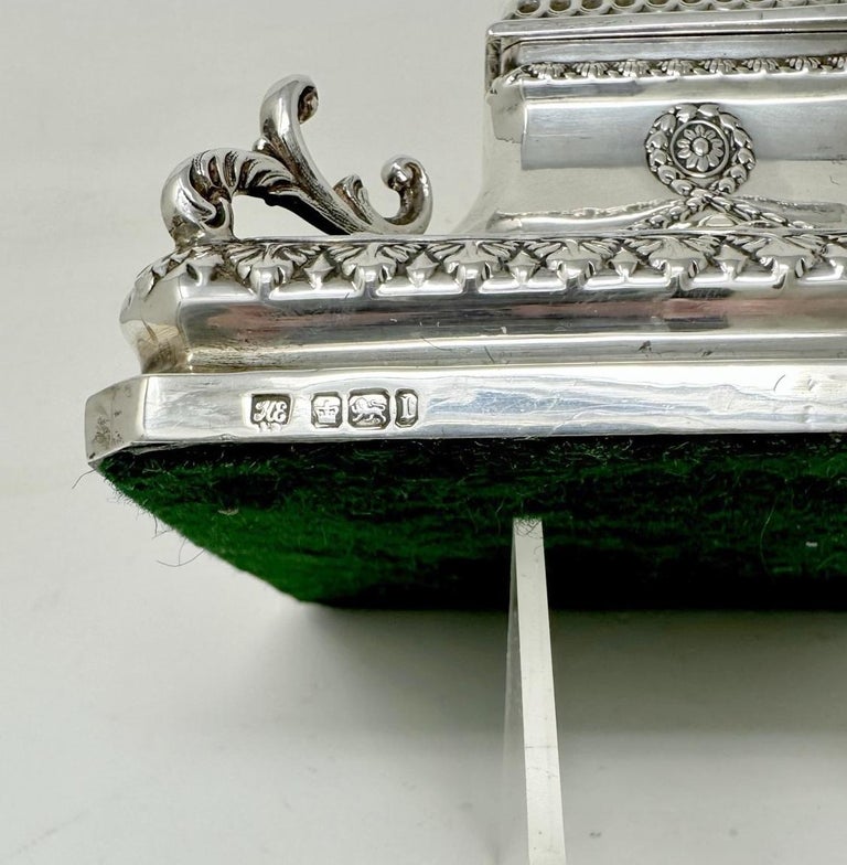 Antique Victorian English Sterling Silver Ink Desk Inkstand Set ...