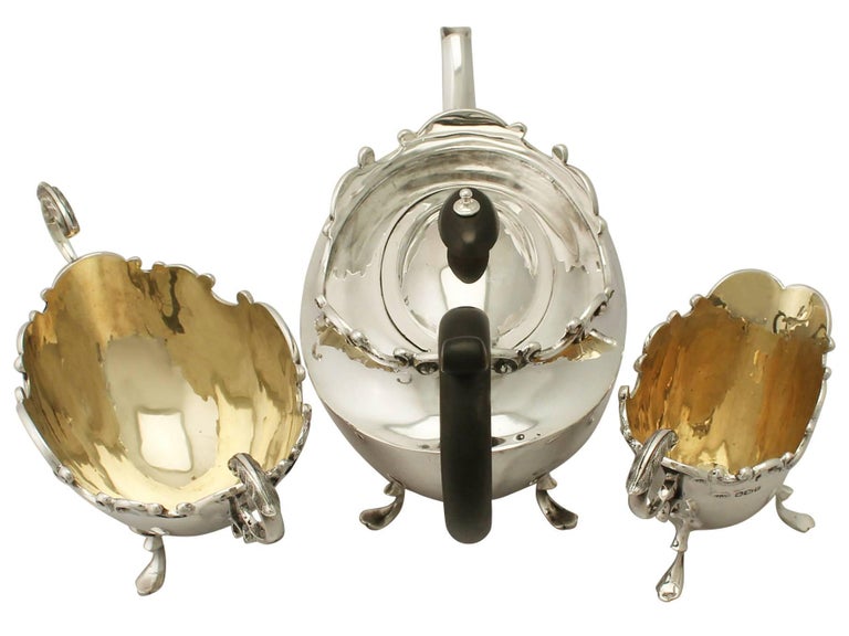 Antique Victorian English Sterling Silver Three-Piece Tea Service at ...
