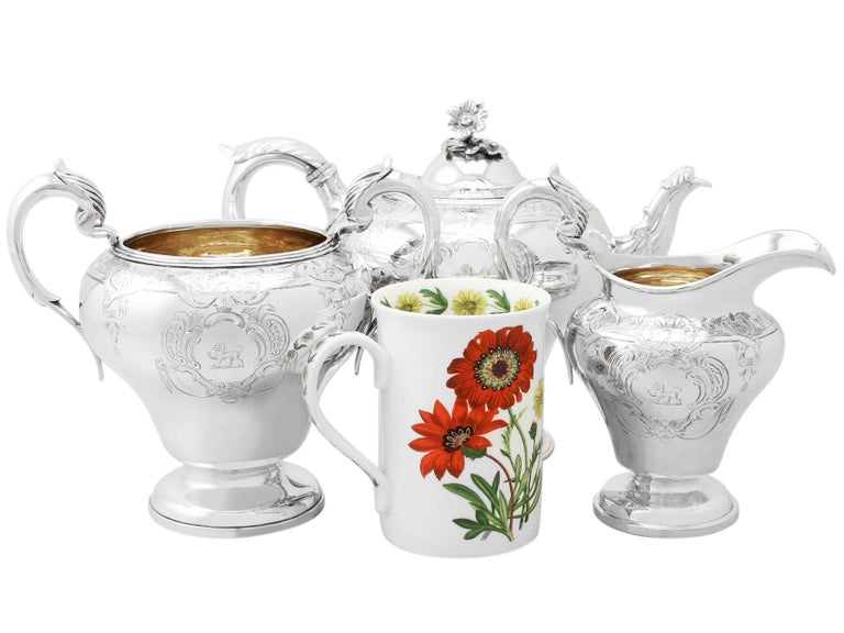 Victorian English Sterling Silver Three Piece Tea Service For Sale at ...