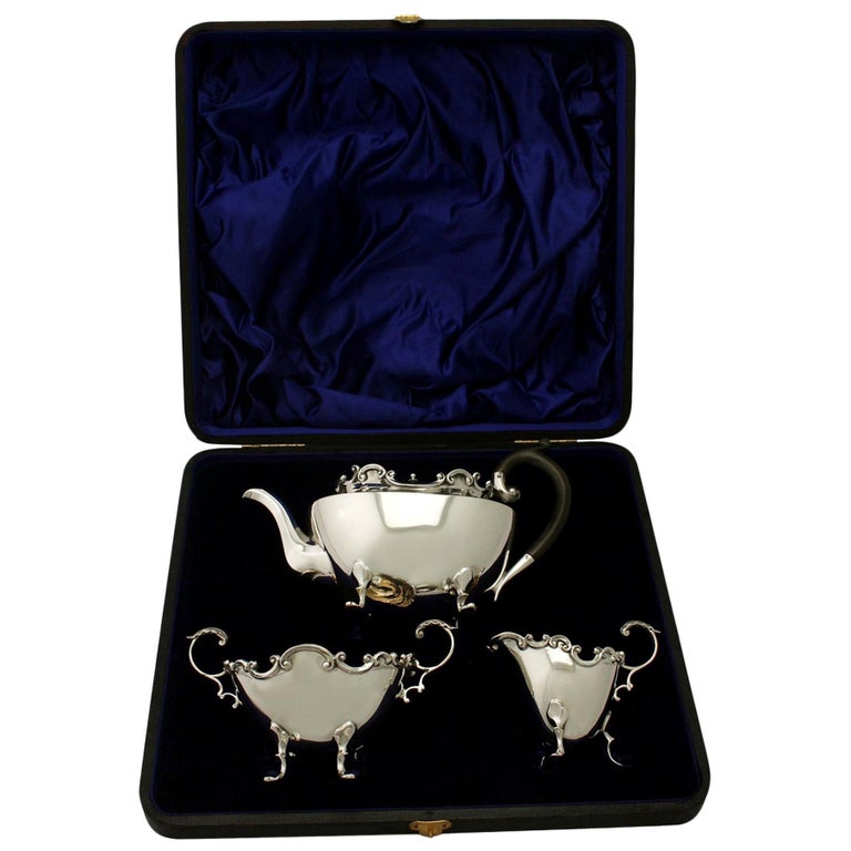 Antique Victorian English Sterling Silver Three-Piece Tea Service at ...