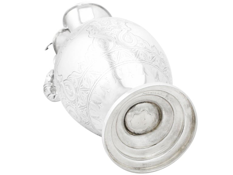 Antique Victorian English Sterling Silver Wine Ewer For Sale at 1stDibs