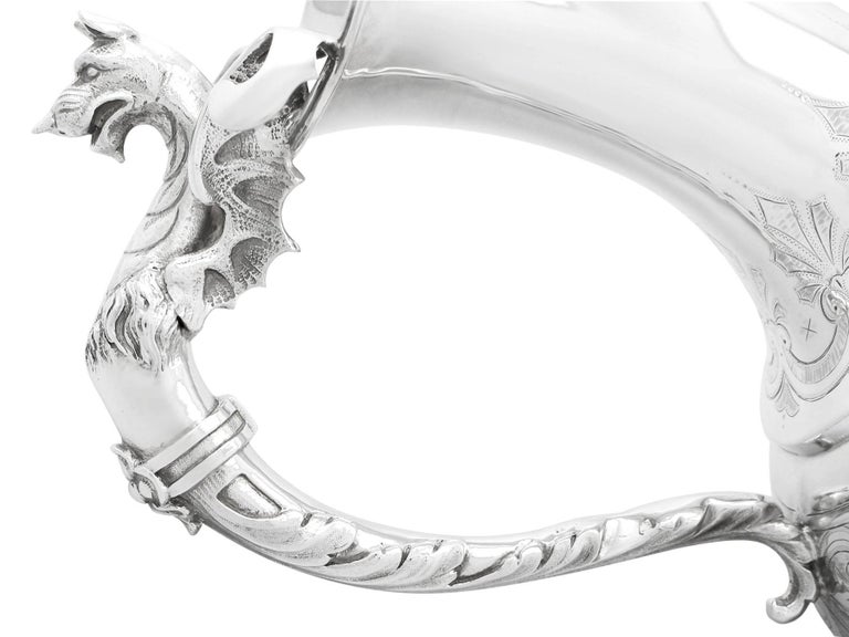 Antique Victorian English Sterling Silver Wine Ewer For Sale at 1stDibs