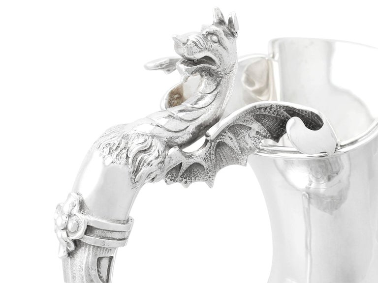 Antique Victorian English Sterling Silver Wine Ewer For Sale at 1stDibs