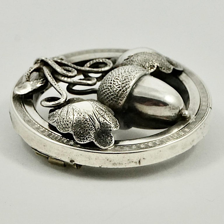 Antique Victorian Engraved Silver Acorn and Oak Leaves Brooch For Sale ...