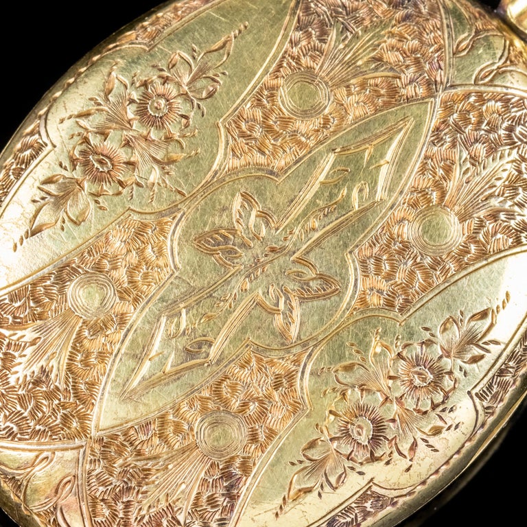 Antique Victorian Engraved Solid 15 Carat Gold Locket, circa 1900 For ...