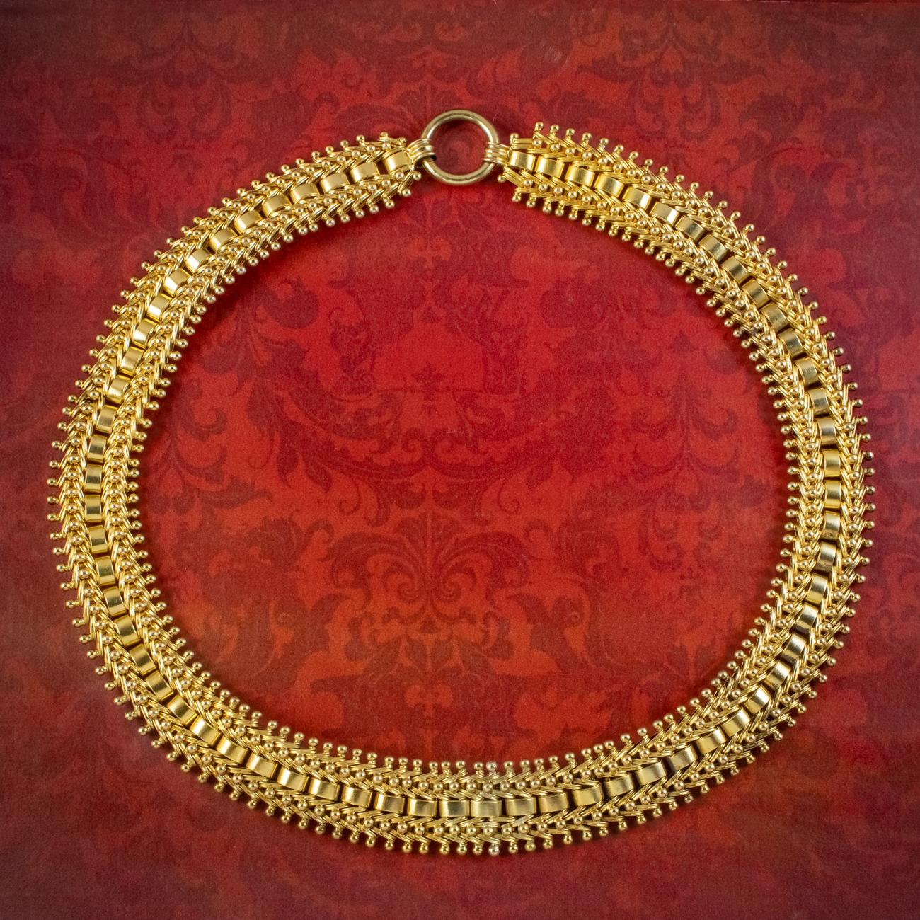 Antique Victorian Etruscan Revival Collar Necklace 15ct Gold For Sale ...