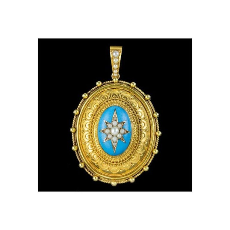 Antique Victorian Etruscan Revival Pearl Locket in 18ct Gold, circa ...