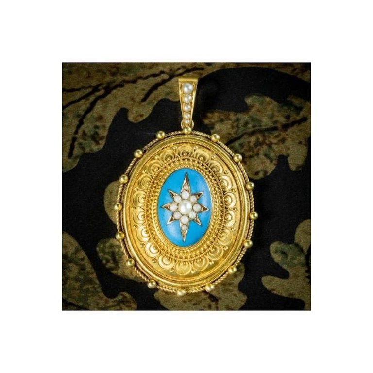 Antique Victorian Etruscan Revival Pearl Locket in 18ct Gold, circa ...