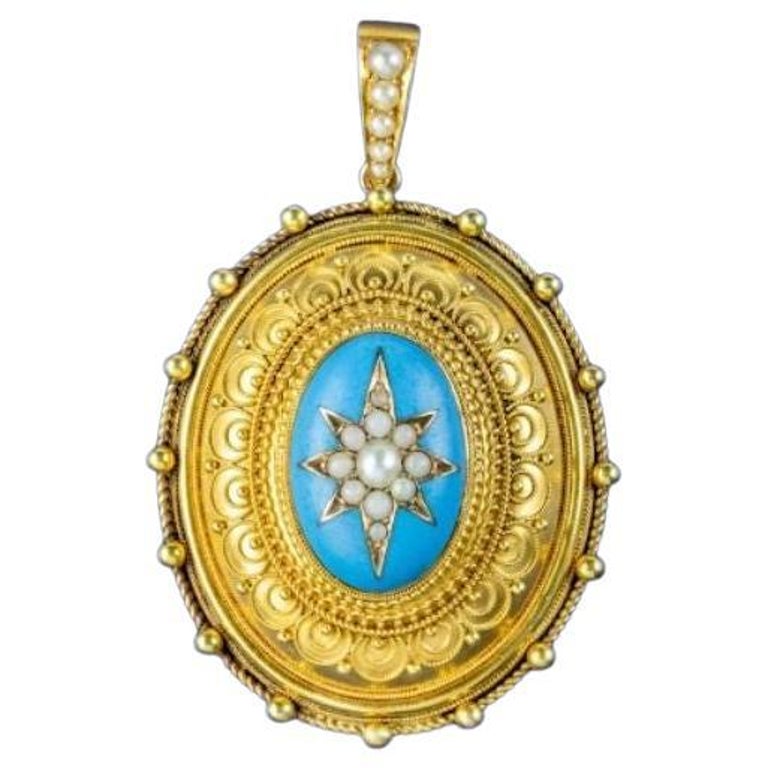 Antique Victorian Etruscan Revival Pearl Locket in 18ct Gold, circa ...