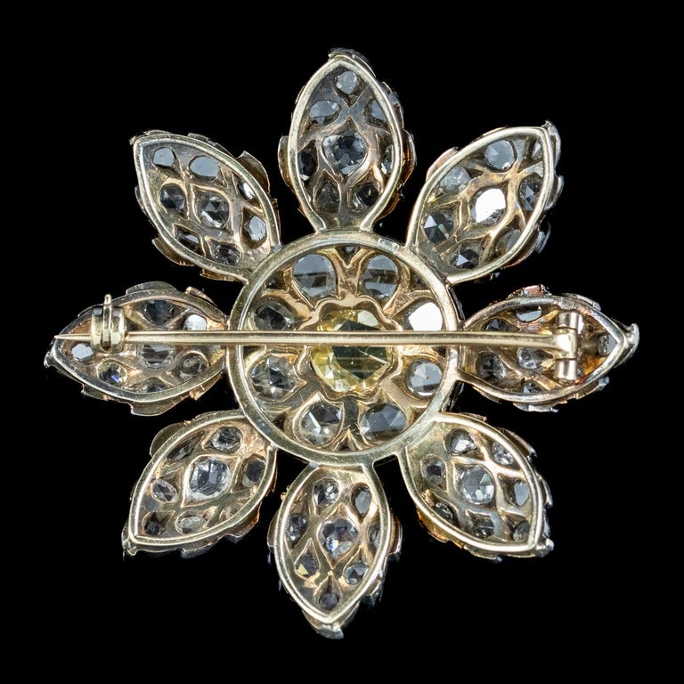 Antique Victorian Fancy Diamond Flower Brooch 7ct of Diamond For Sale ...