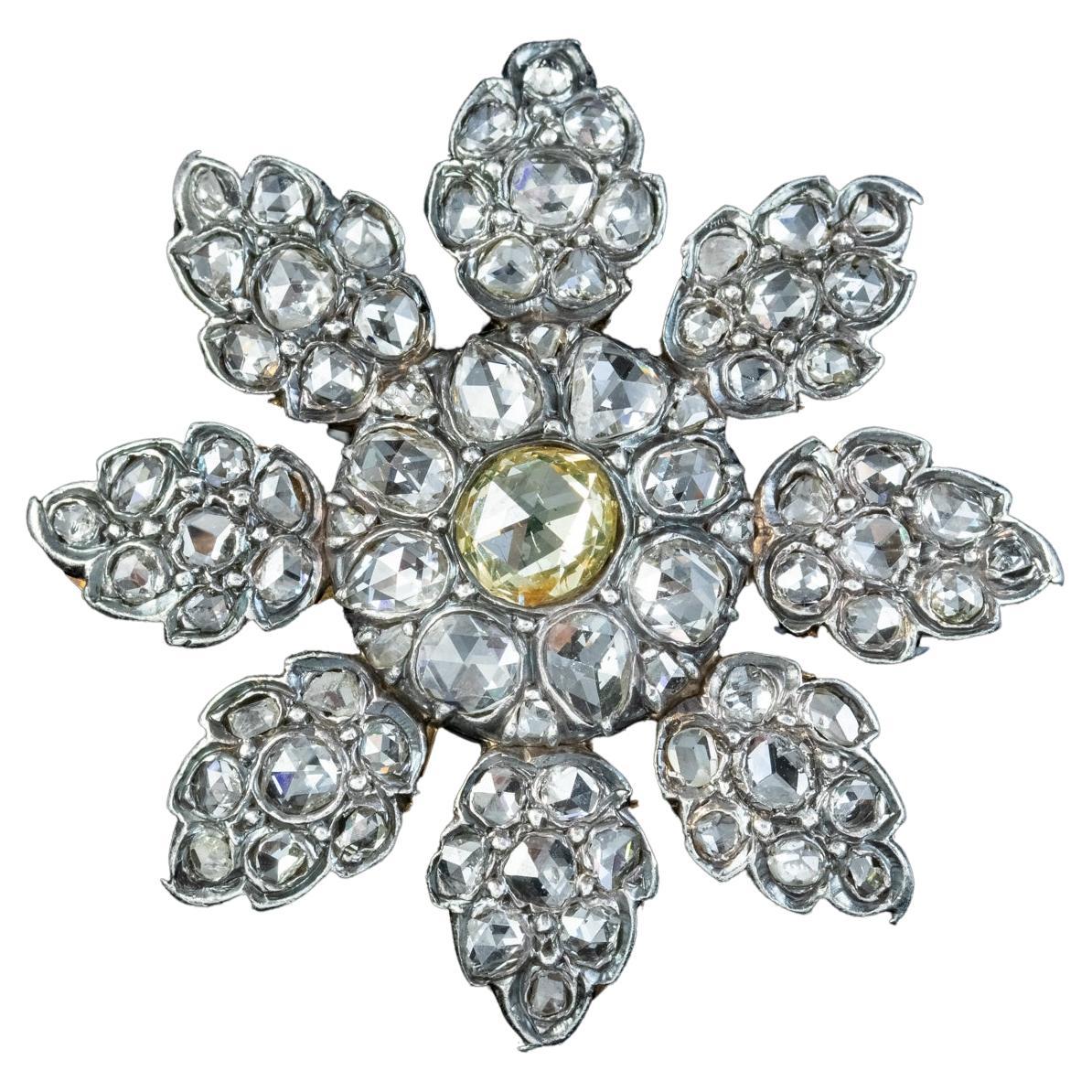Antique Pair of Victorian Flower Brooches Silver For Sale at 1stDibs