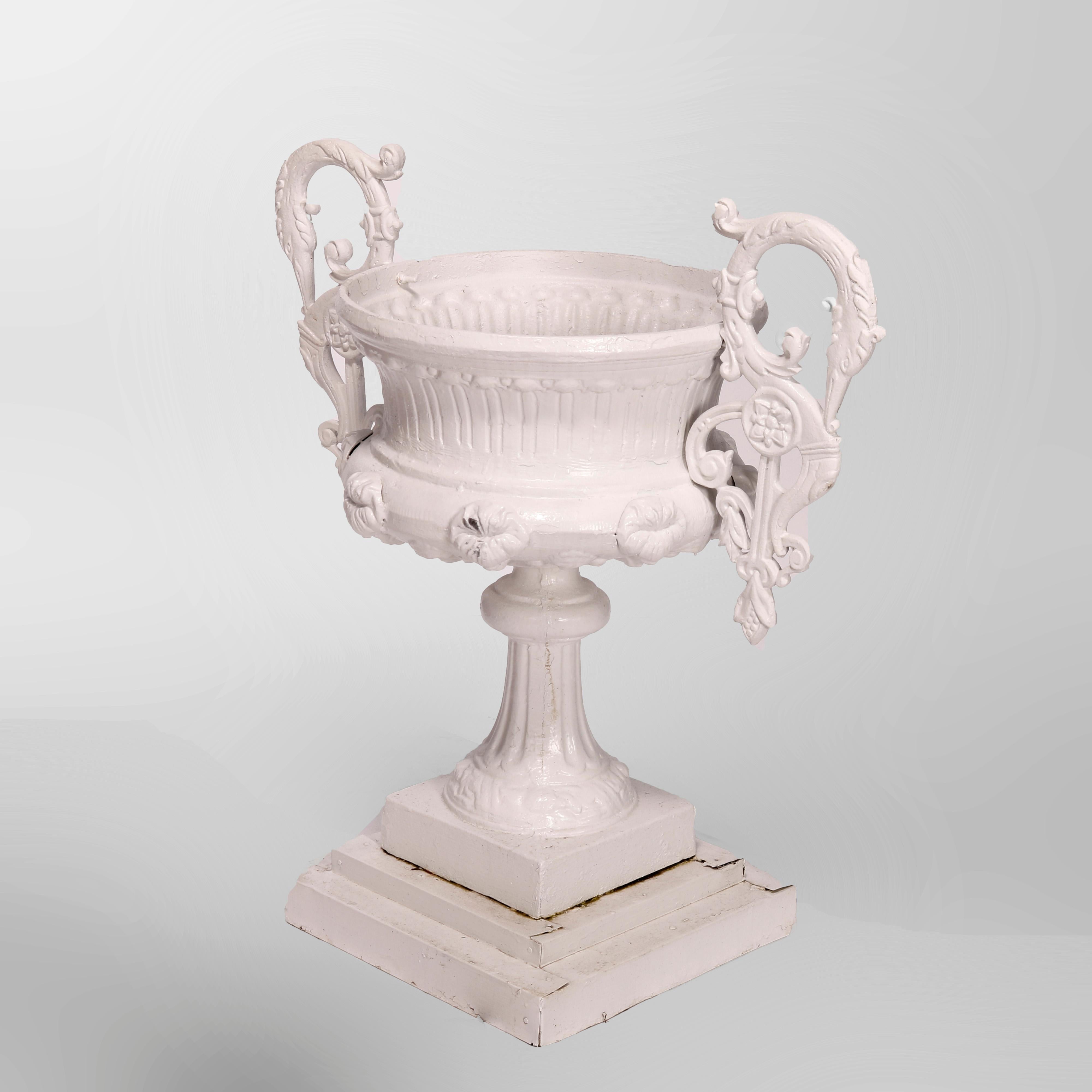 Antique Victorian Figural Cast Iron Double Handle Garden Urn, 19th C at ...