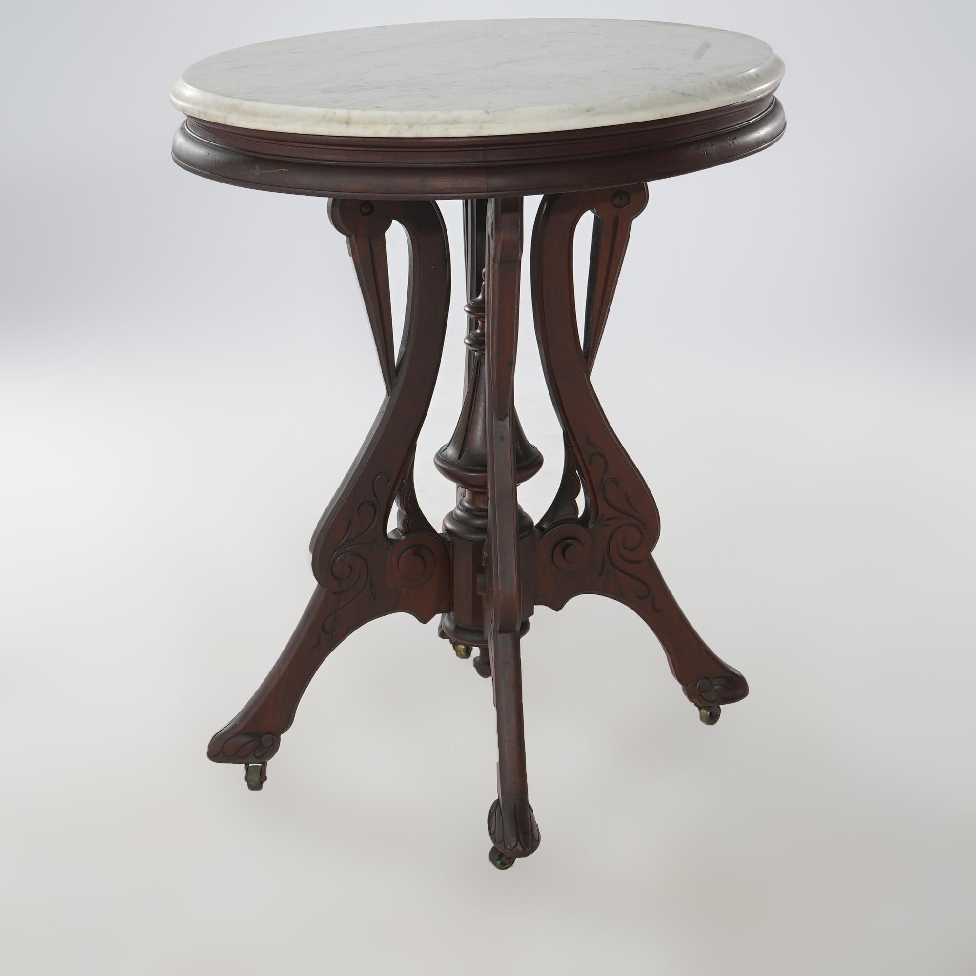 Antique Victorian Figural Goose Neck Walnut and Marble Parlor Table ...