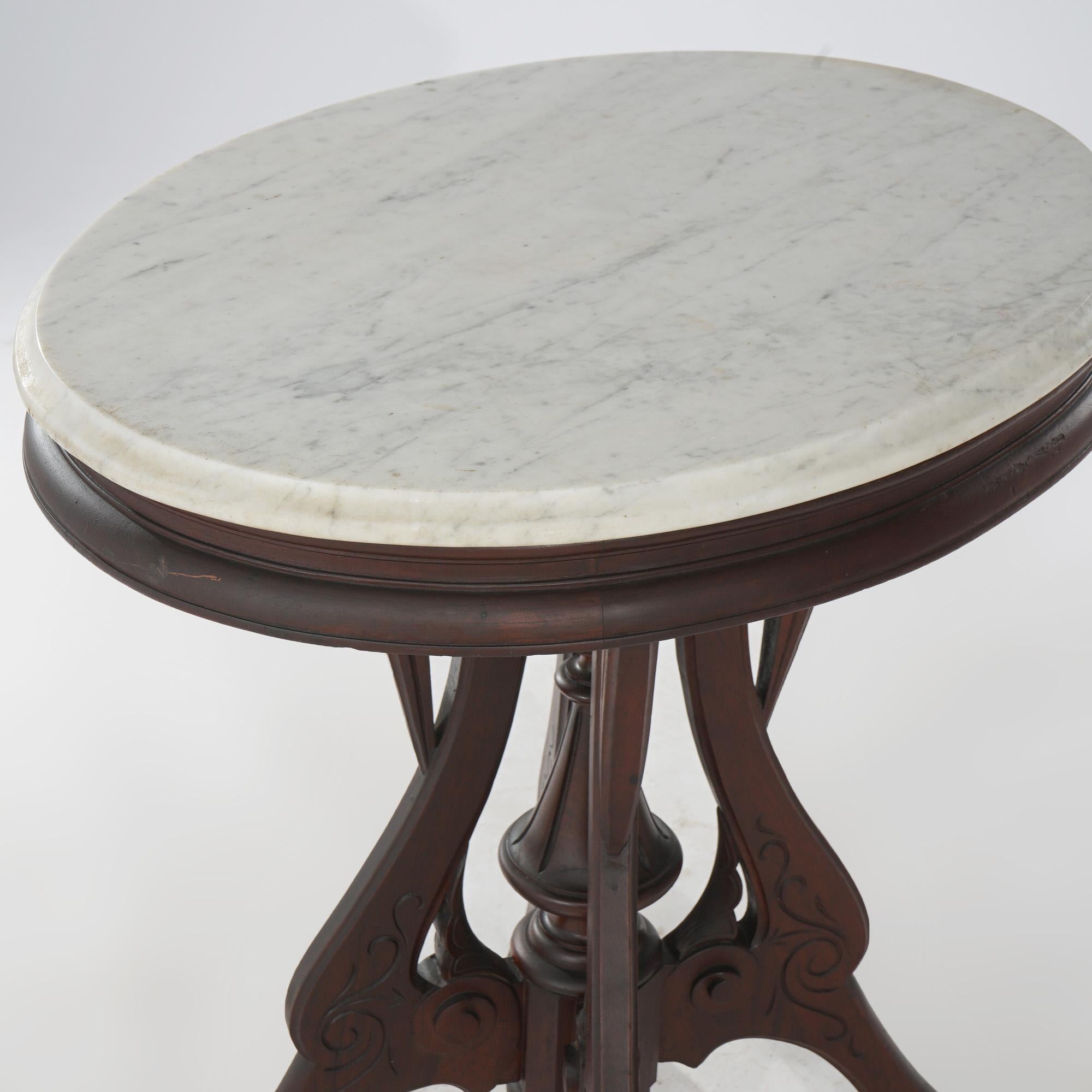 Antique Victorian Figural Goose Neck Walnut and Marble Parlor Table ...