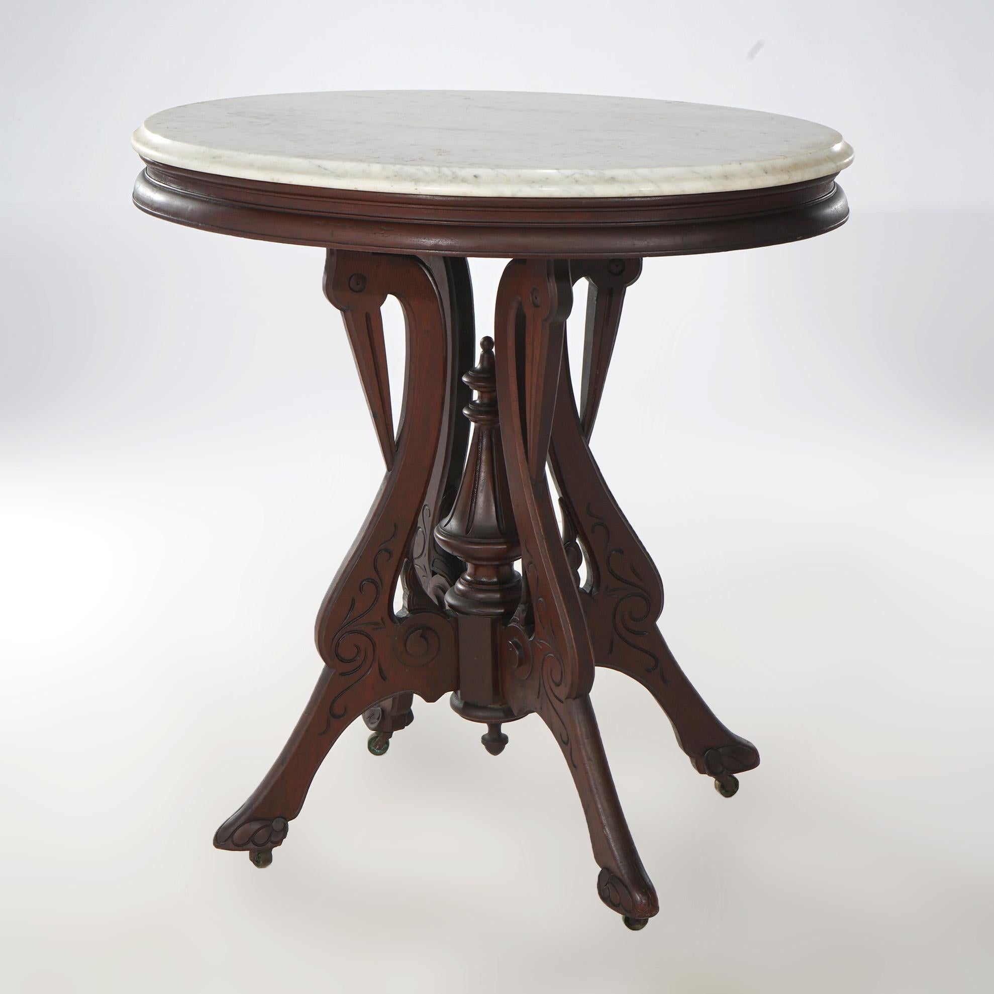 Antique Victorian Figural Goose Neck Walnut and Marble Parlor Table ...