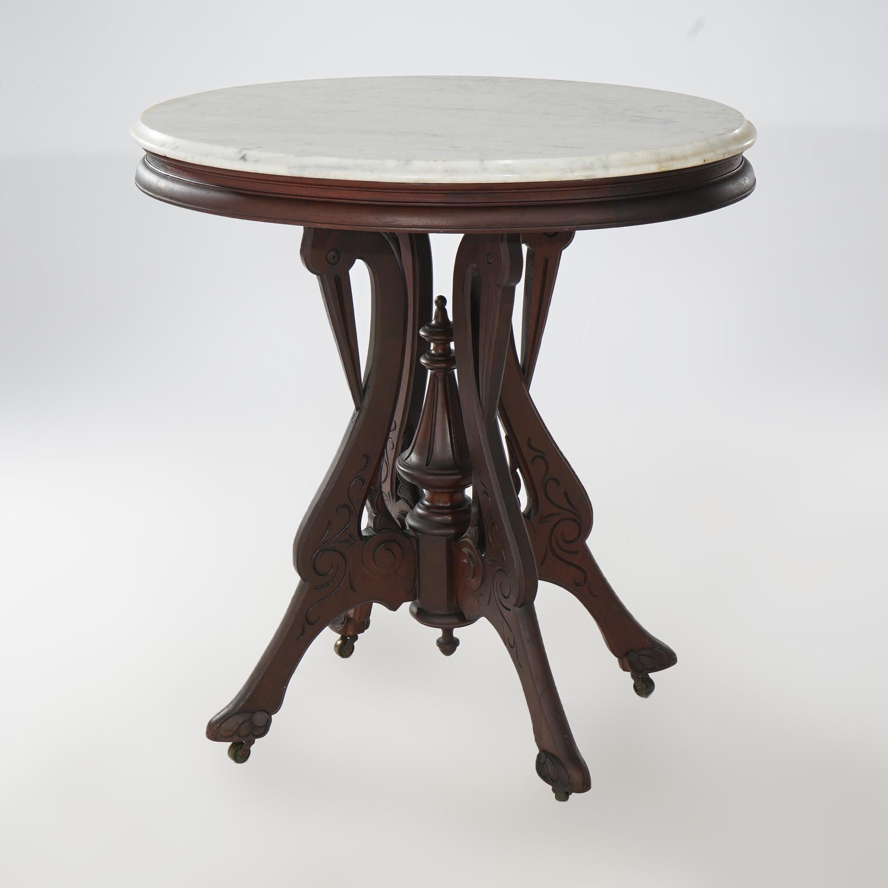 Antique Victorian Figural Goose Neck Walnut and Marble Parlor Table ...