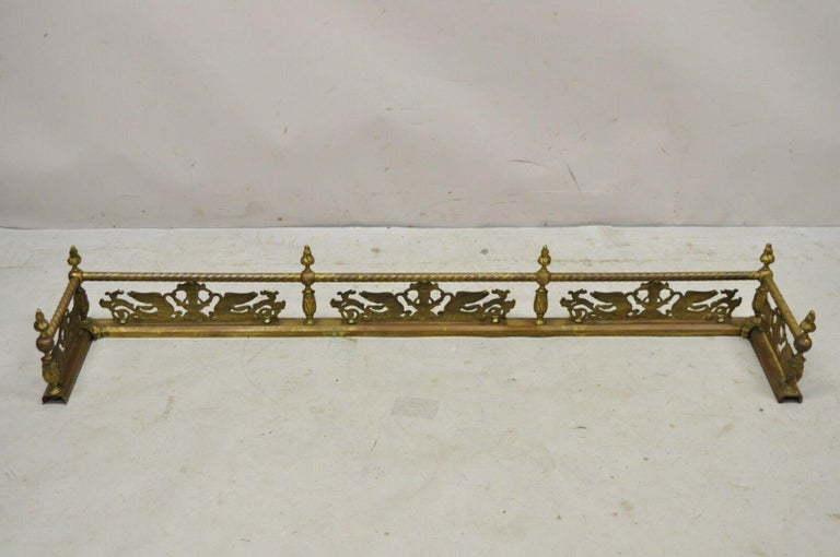 Antique Victorian Figural Swan Bird Twisted Brass Fireplace Fender ...
