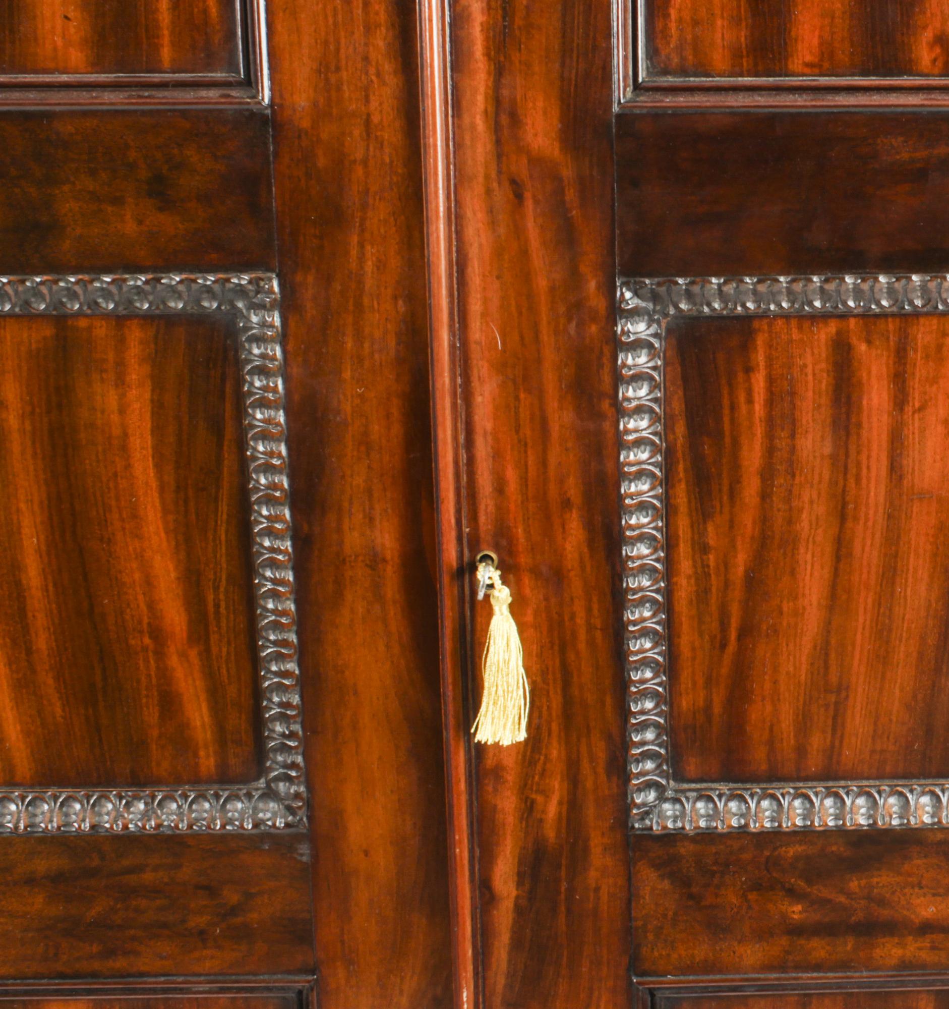 Antique Victorian Flame Mahogany Two Door Wardrobe, 19th Century at 1stDibs