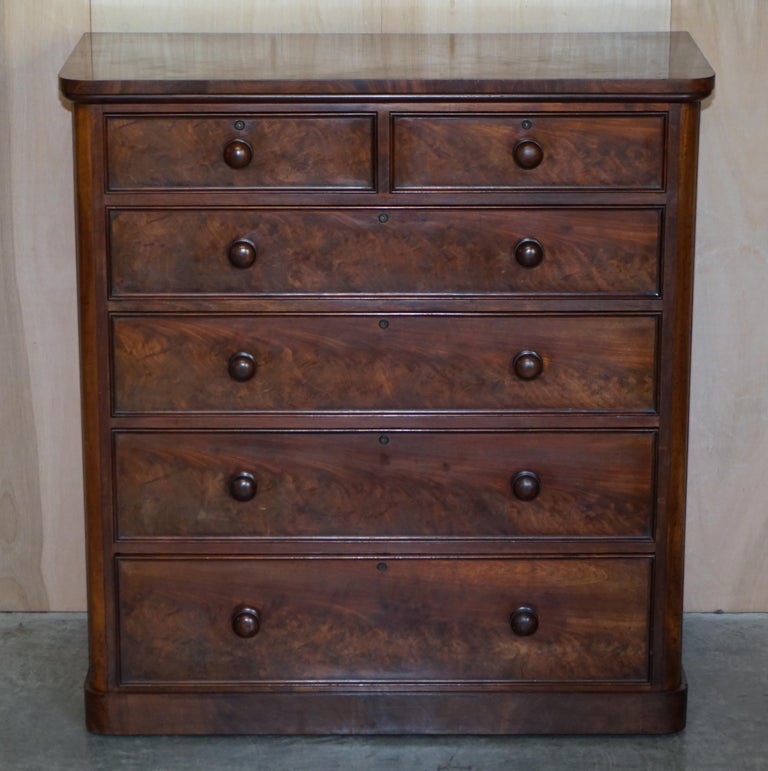 Antique Victorian Flamed Hardwood Two over Four Chest of Drawers Timber ...