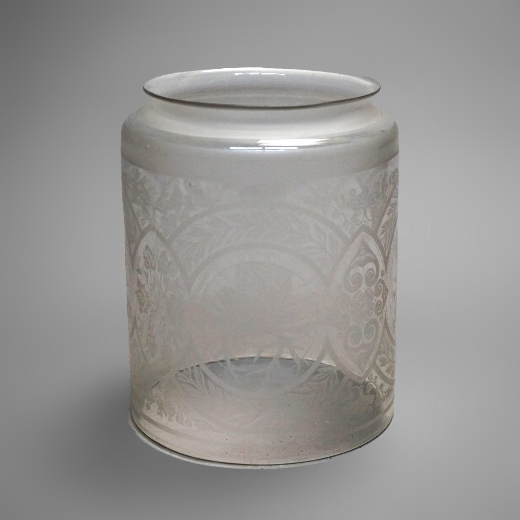 Antique Victorian Floral and Foliate Stenciled Glass Hall Shade Circa ...