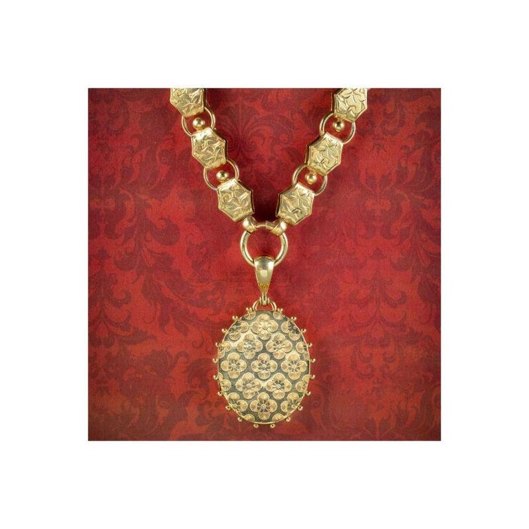 Antique Victorian Floral Locket in 18 Carat Gold Gilt, circa 1880-1900 ...