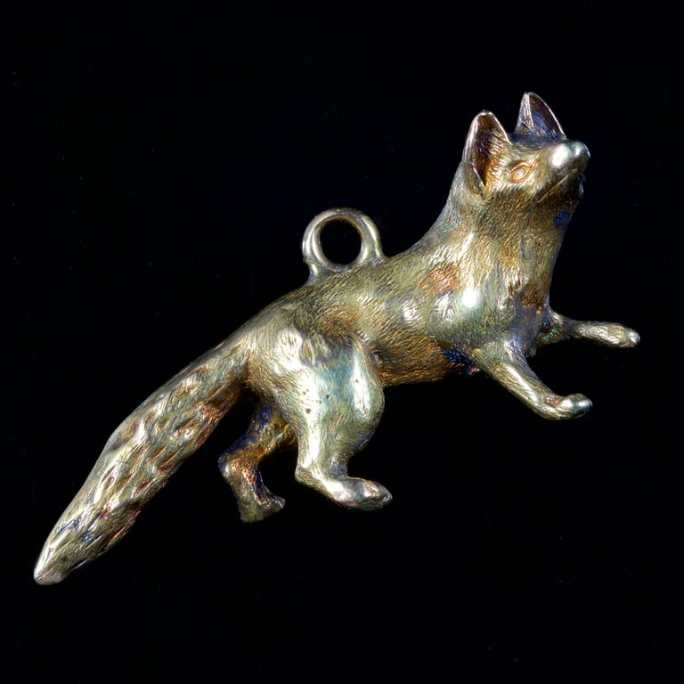 Antique Victorian Fox Pendant Charm 15 Carat Gold, circa 1880 at 1stDibs