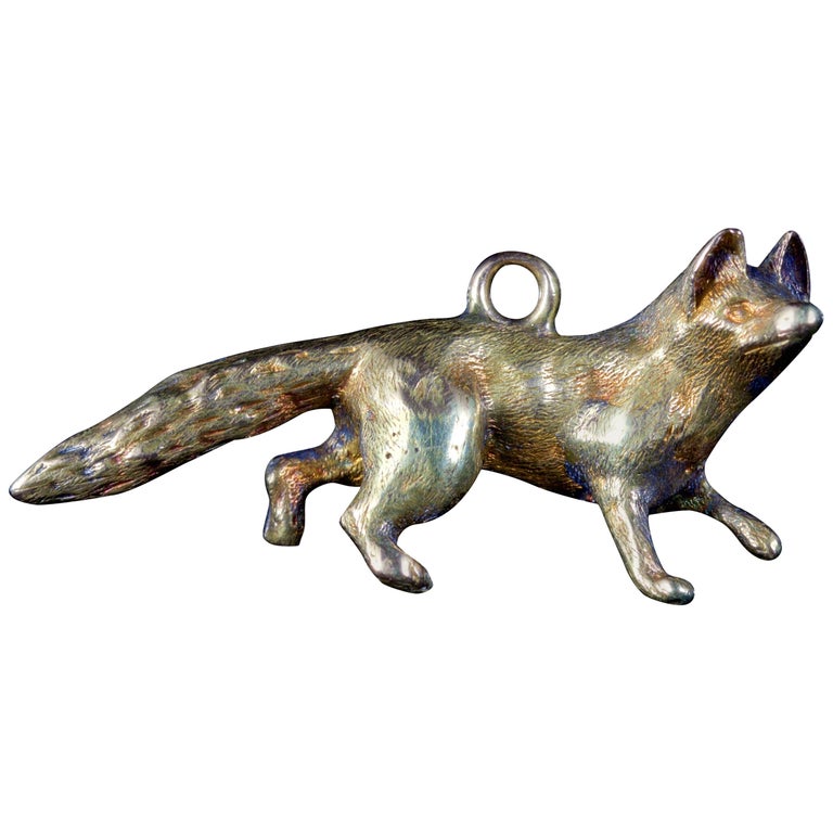 Antique Victorian Fox Pendant Charm 15 Carat Gold, circa 1880 at 1stDibs