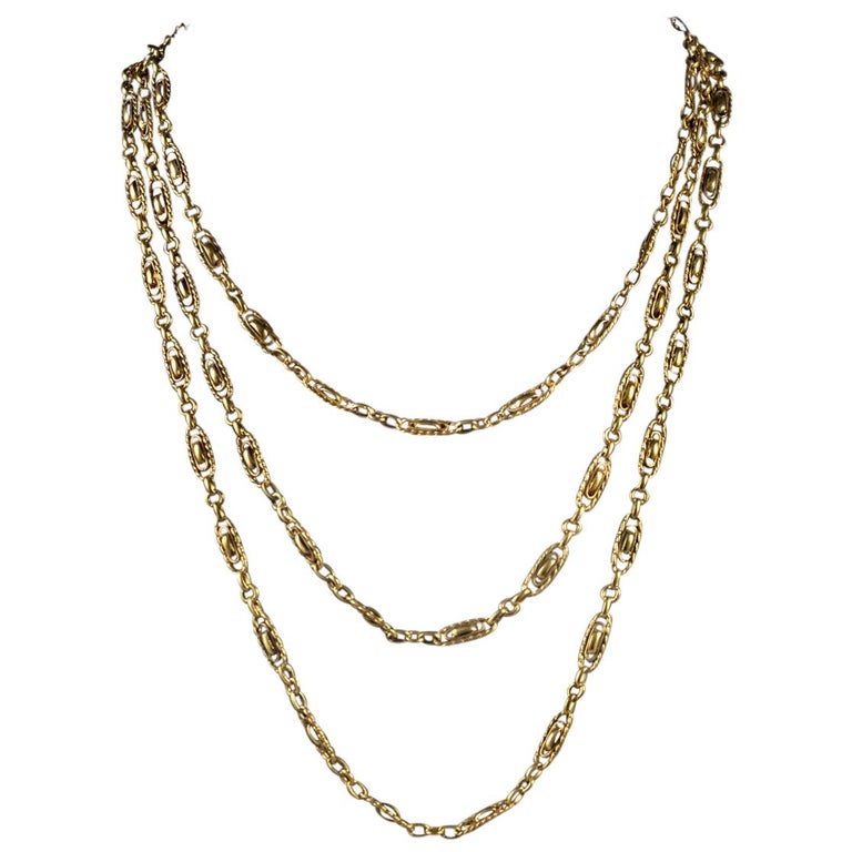 Antique Victorian French Chain 18 Carat Gold Silver, circa 1900 at 1stDibs
