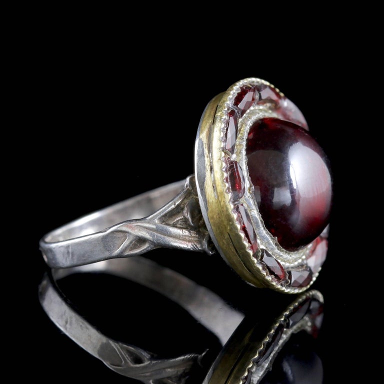 Antique Victorian French Garnet Ring Silver, circa 1890 at 1stDibs