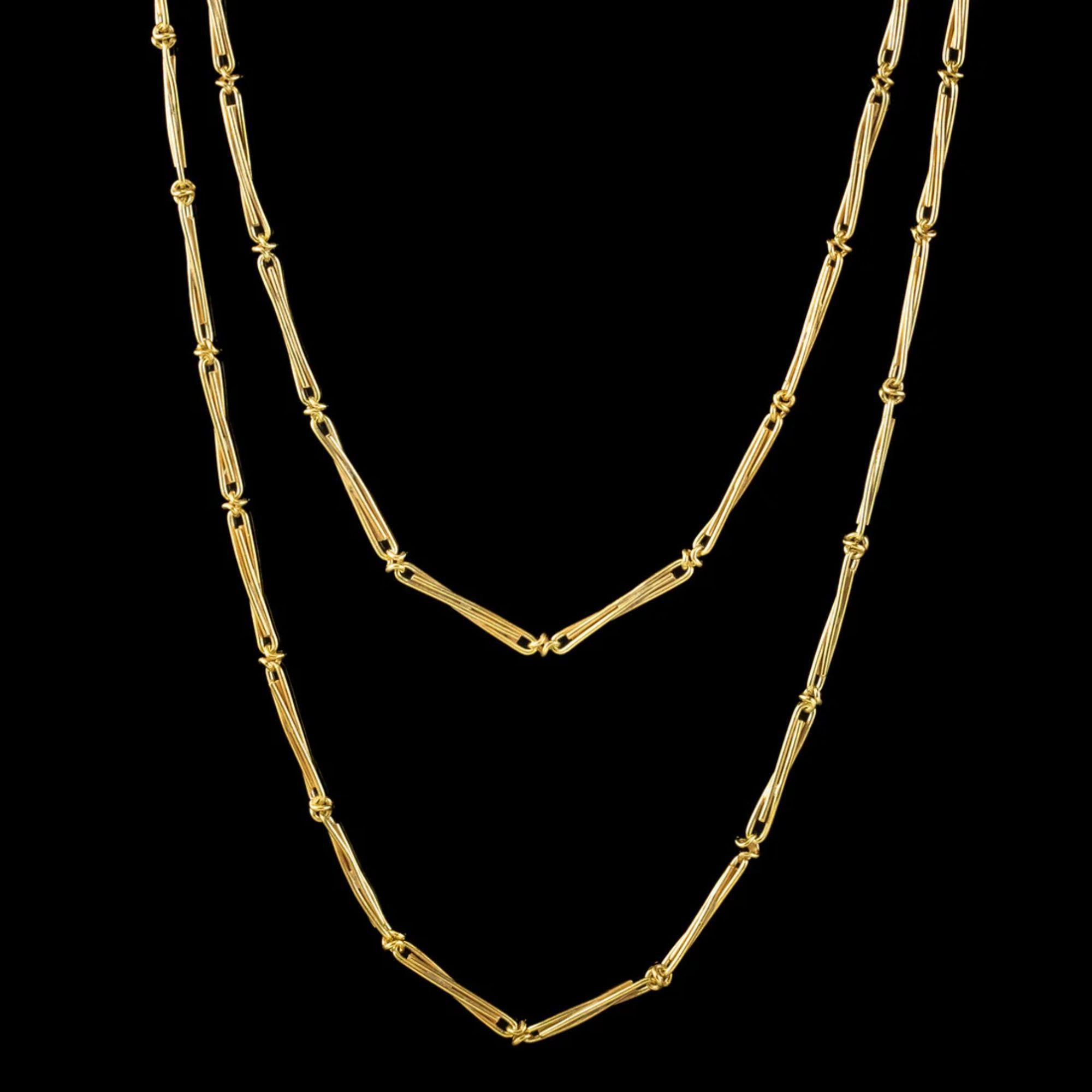 Antique Victorian French Long Chain Silver in 18 Carat Gold Gilt For ...