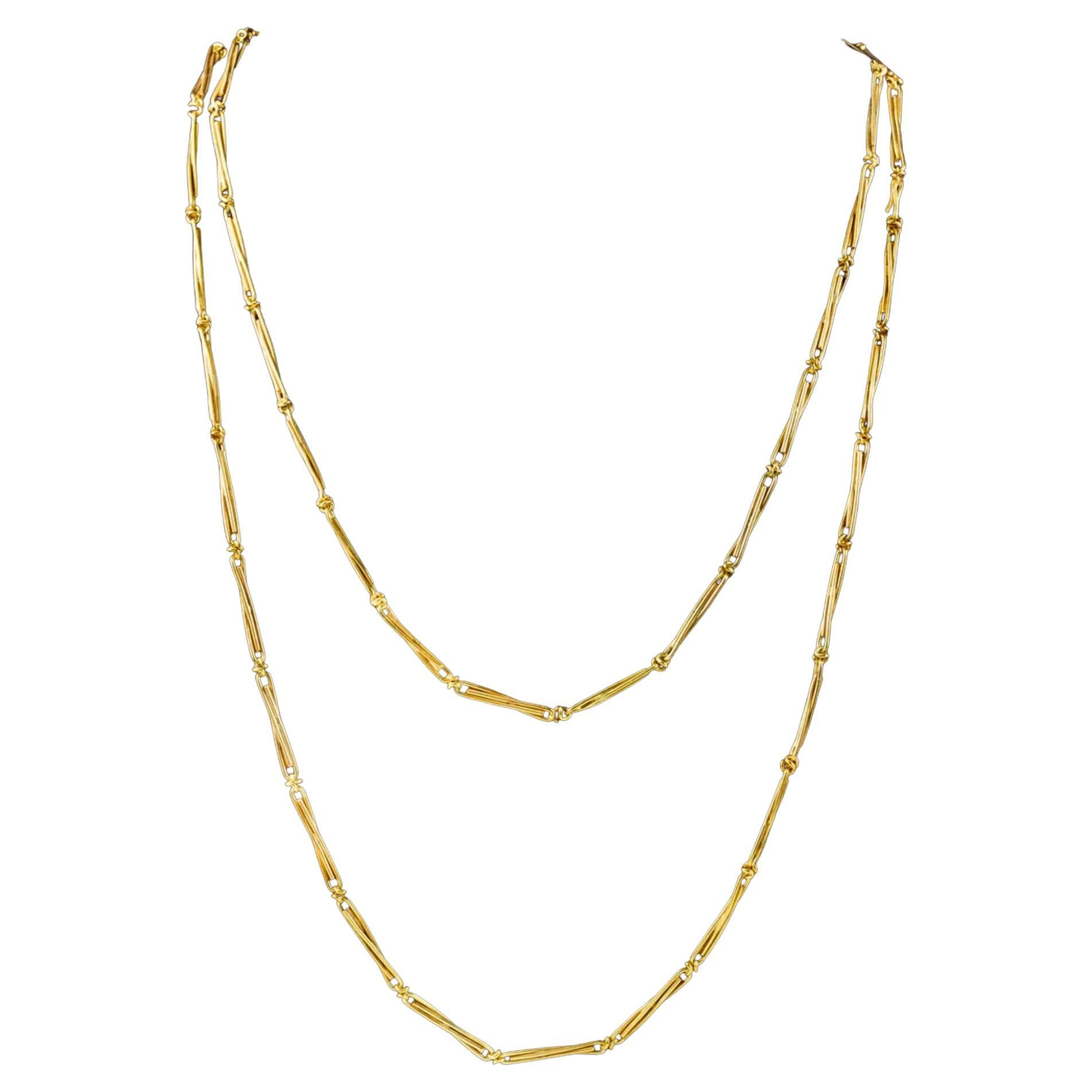 Antique Victorian French Long Chain Silver in 18 Carat Gold Gilt For ...
