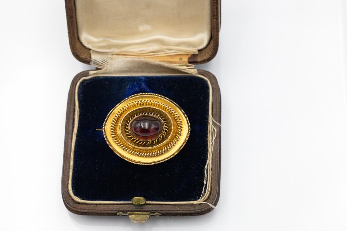 Antique Victorian garnet brooch with a locket, second half of the 19th ...