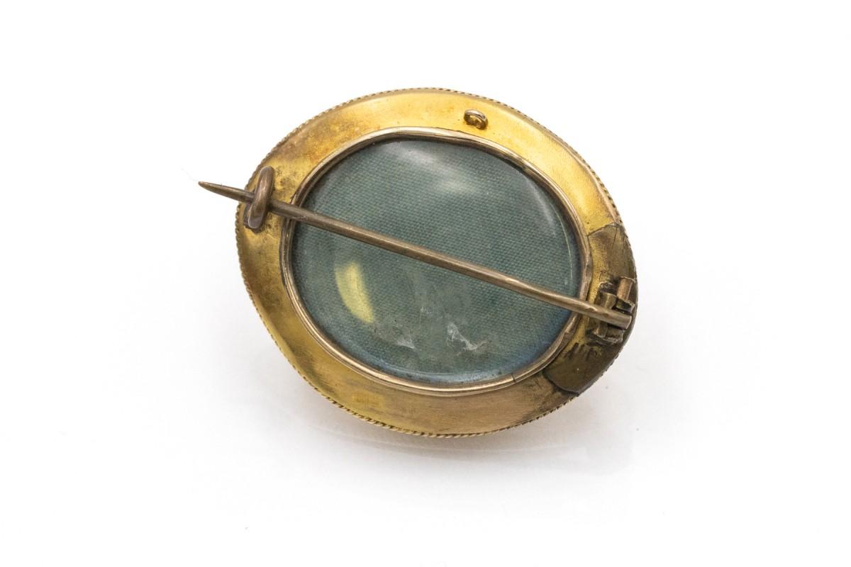 Antique Victorian garnet brooch with a locket, second half of the 19th ...