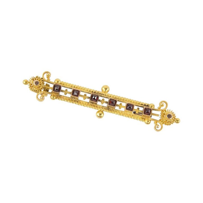 Antique Victorian Garnet Gold Bar Brooch Pin at 1stDibs | victorian ...