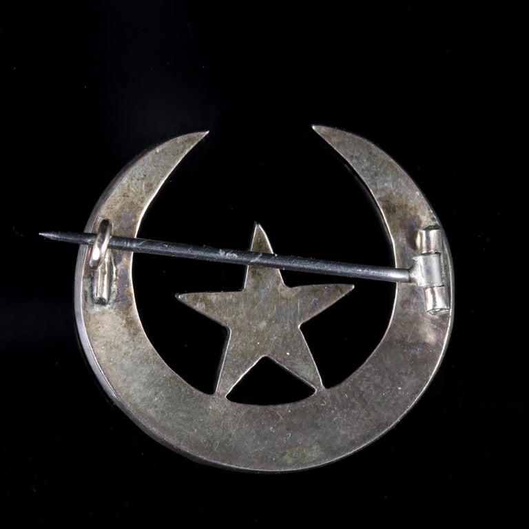 Antique Victorian Garnet Moon Crescent Brooch Gold, circa 1880 For Sale ...