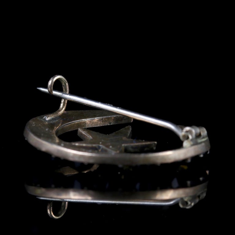 Antique Victorian Garnet Moon Crescent Brooch Gold, circa 1880 For Sale ...