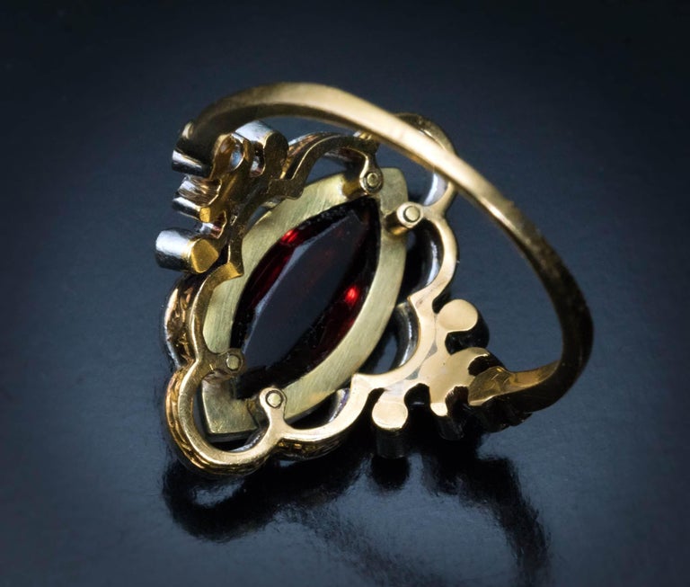 Antique Victorian Garnet Rose Cut Diamond Ring For Sale at 1stDibs