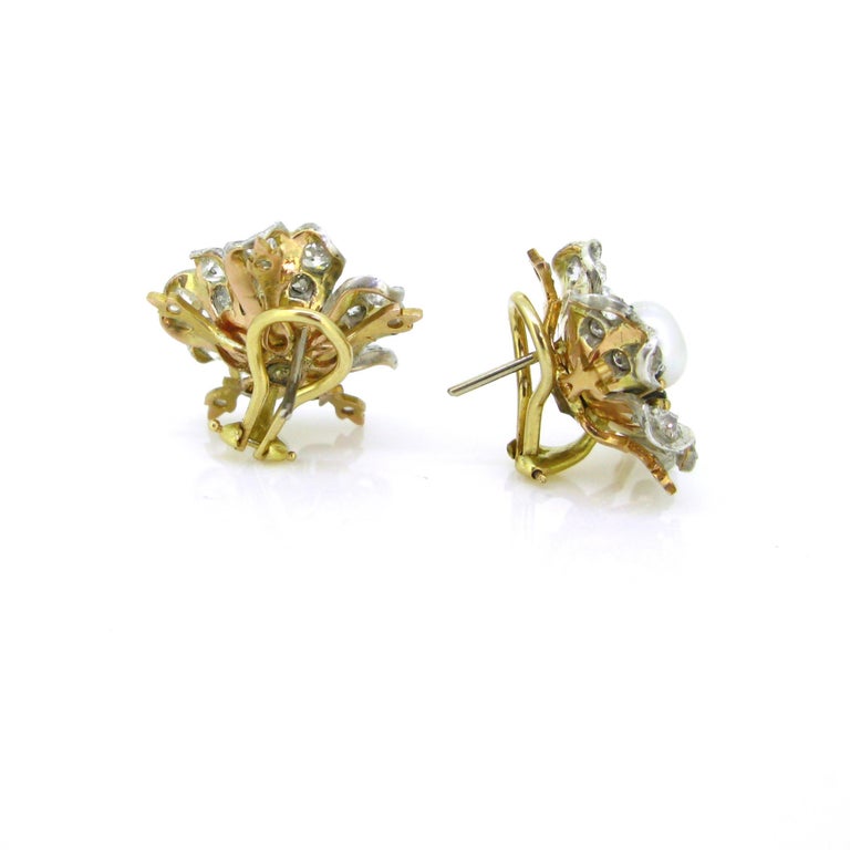 Antique Victorian GCS Report Natural Pearls and Old Cut Diamonds Flower ...