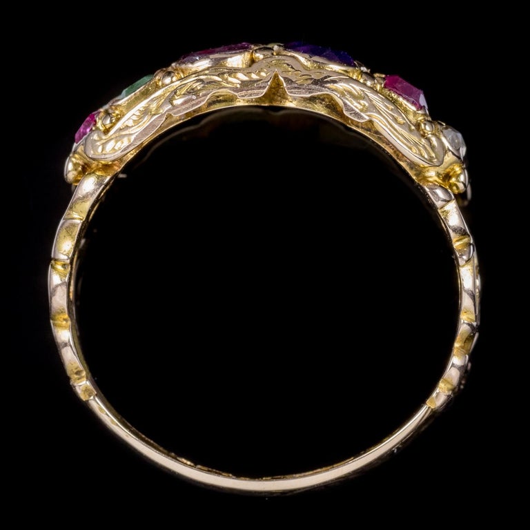 Antique Victorian Gemstone Regard Ring 15 Carat Gold Dated 1868 at 1stDibs