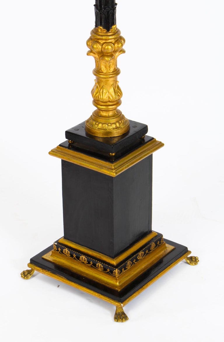Antique Victorian Gilded and Ebonized Classical Column Standard Lamp ...