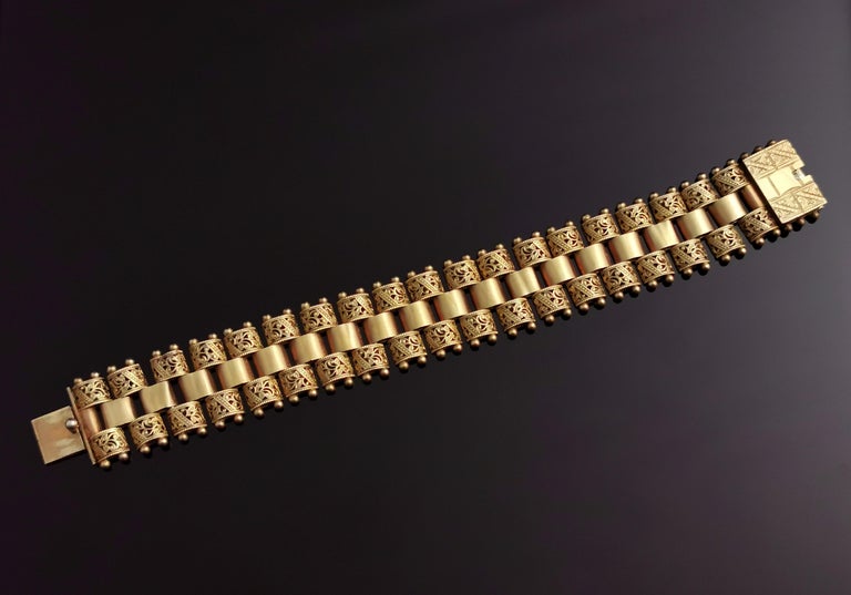 Antique Victorian gilt brick link bracelet, Aesthetic era For Sale at ...