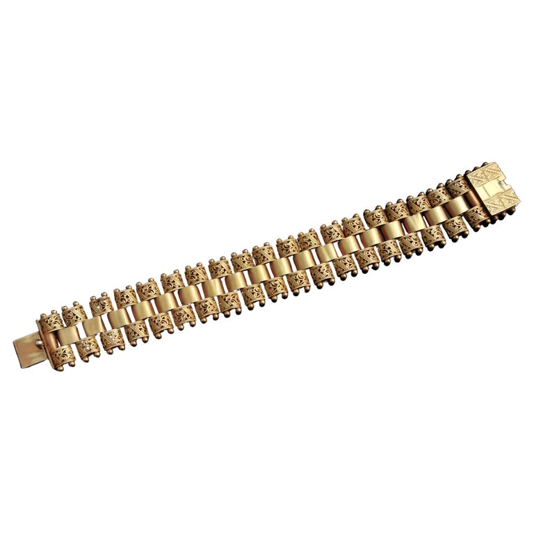 Antique Victorian gilt brick link bracelet, Aesthetic era For Sale at ...