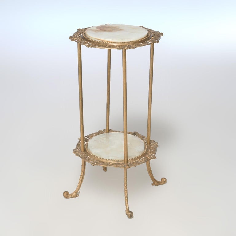 Antique Victorian Gilt Metal and Onyx Two Tiered Stand Circa 1890 For ...